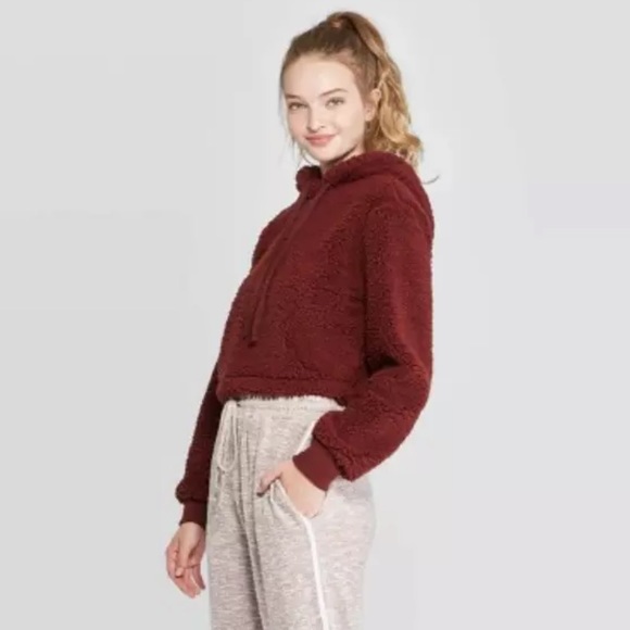Colsie | Tops | Nwt Colsie Sherpa Cropped Loungewear Hoodie Sweatshirt ...